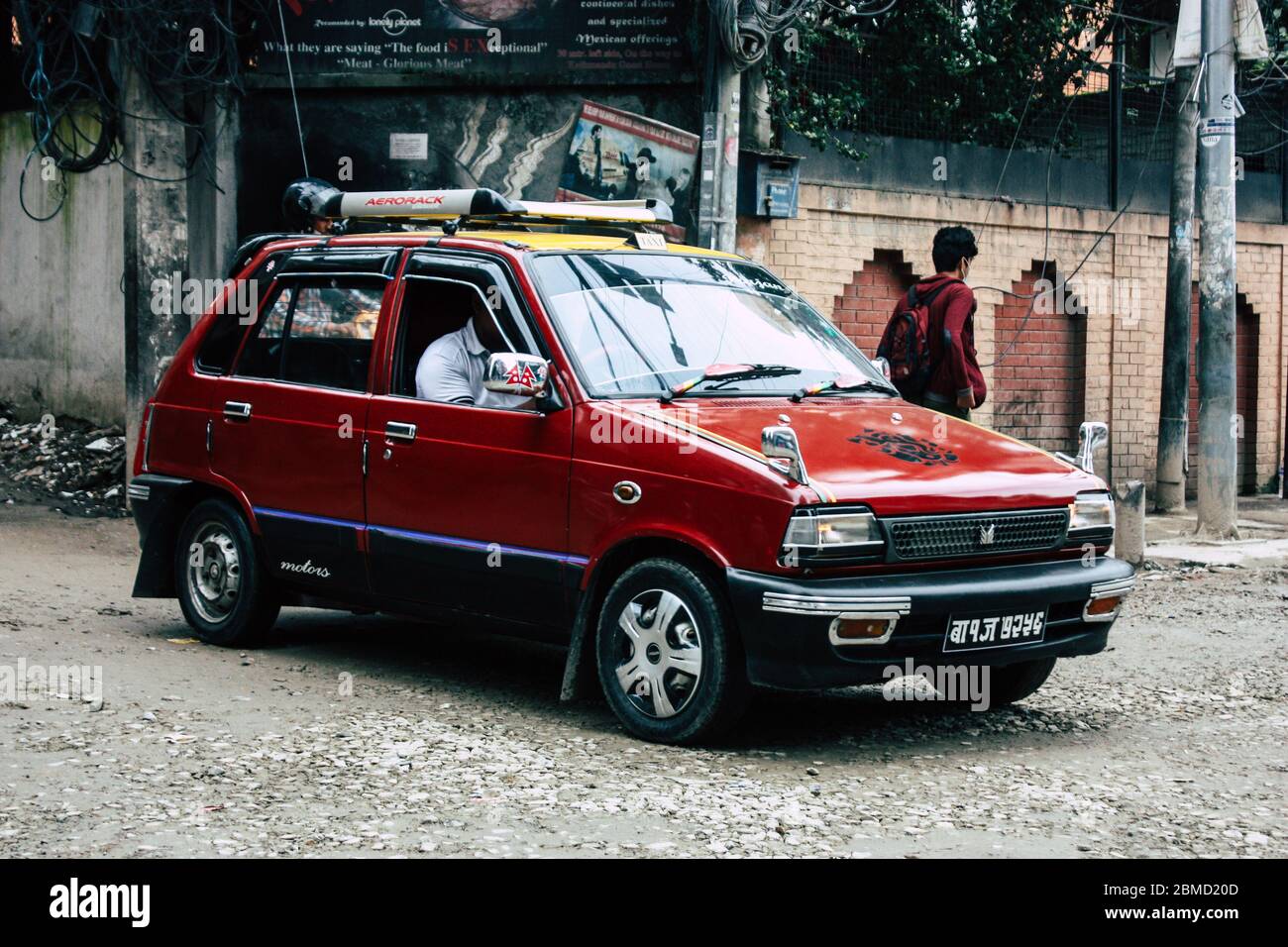 Kathmandu Nepal August 22, 2018 View of Nepali taxi at Thamel street in ...