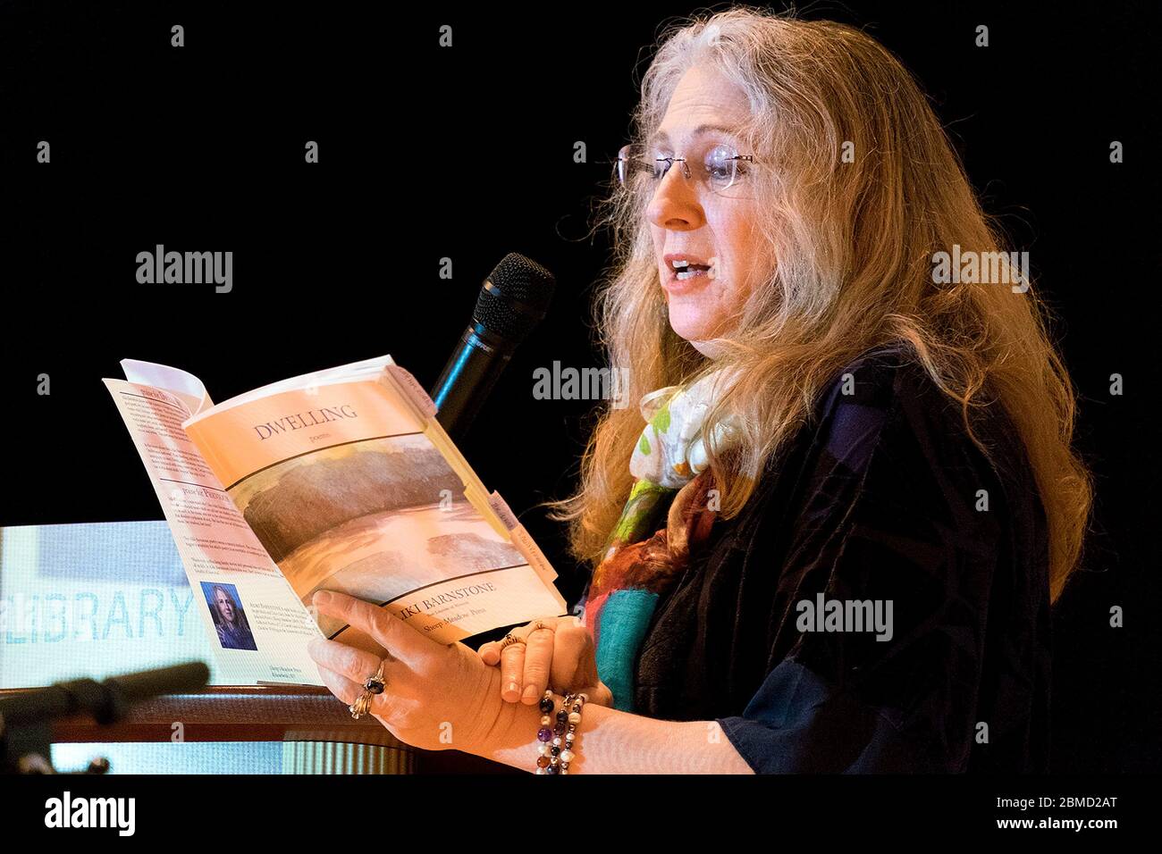 Missouri Poet Laureate Aliki Barnstone reads during the 2016 St. Louis ...
