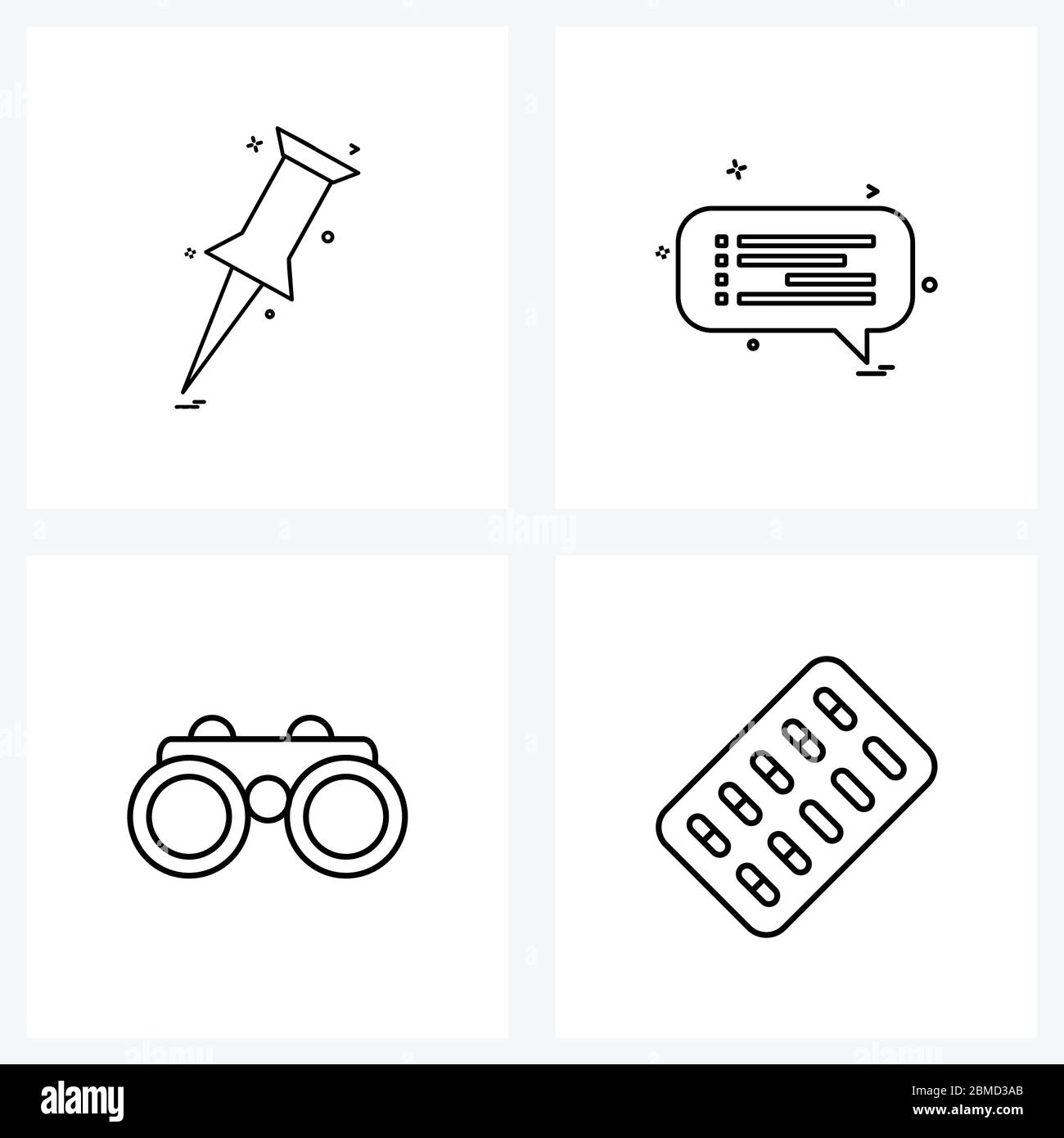 Stock Vector Icon Set of 4 Line Symbols for pin, toll, pin, chat, zoom ...