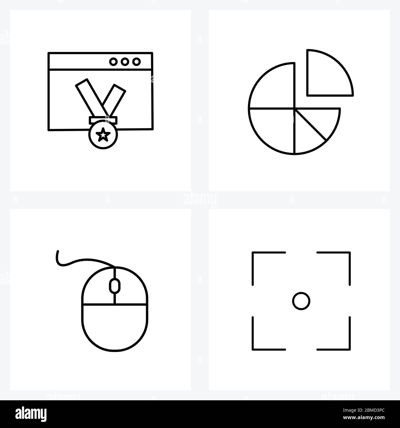 Mobile UI Line Icon Set of 4 Modern Pictograms of website, input, prize ...