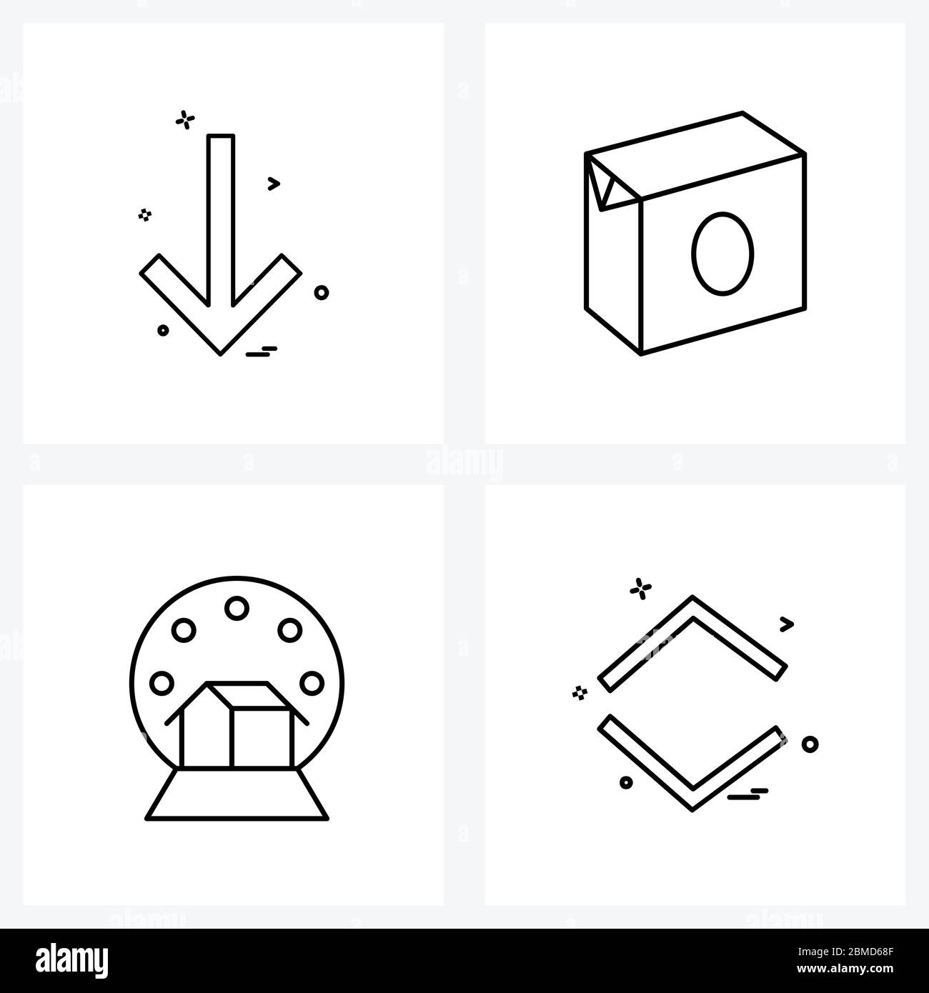 Modern Style Set of 4 line Pictograph Grid based row, decoration, food ...