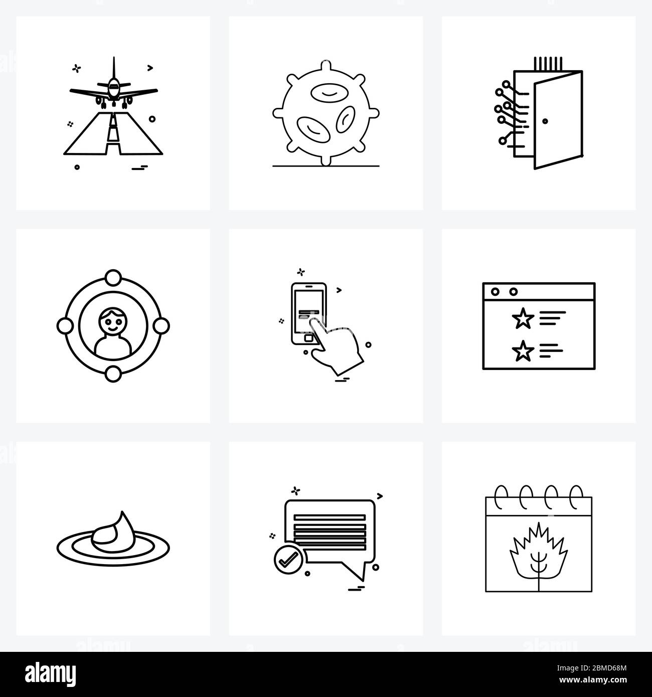 Set of 9 UI Icons and symbols for user interface, smart phone, door ...