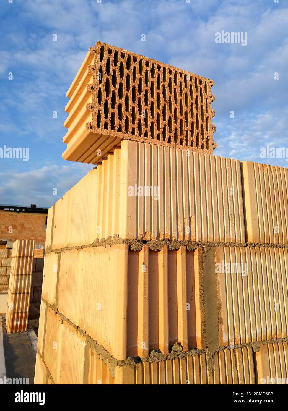 Ceramic building block for house building in the construction site ...