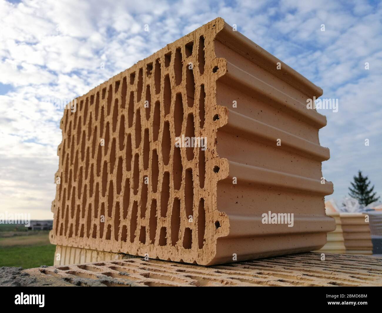 Ceramic building block for house building in the construction site ...