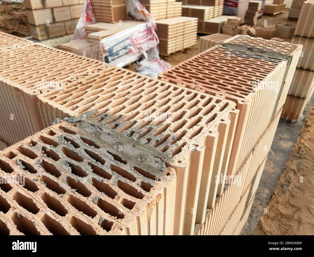 Ceramic building block for house building in the construction site ...