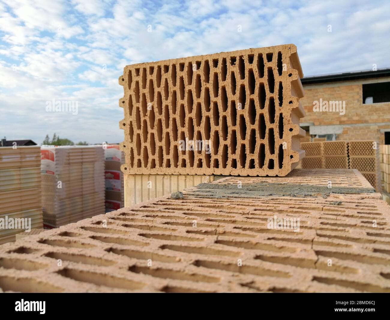 Ceramic building block for house building in the construction site ...