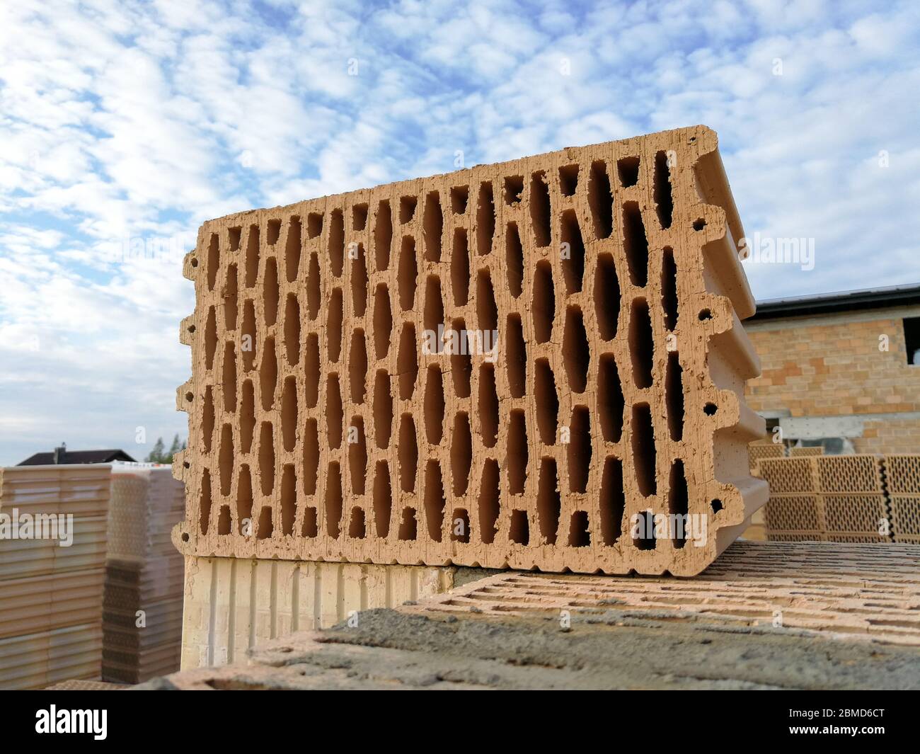 Ceramic building block for house building in the construction site ...