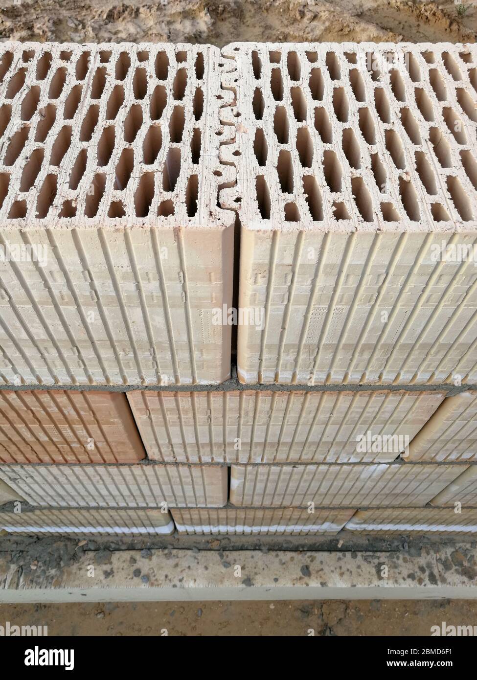 Ceramic building block constructed in the house wall close up Stock ...