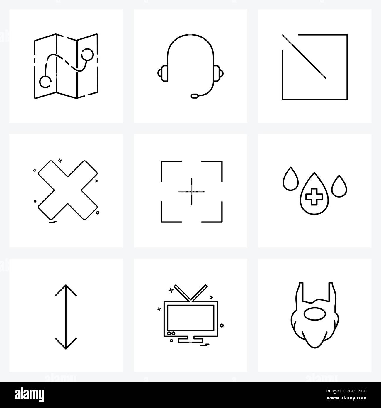 Set of 9 Simple Line Icons of add, select, screen, cursor, ui s Vector ...