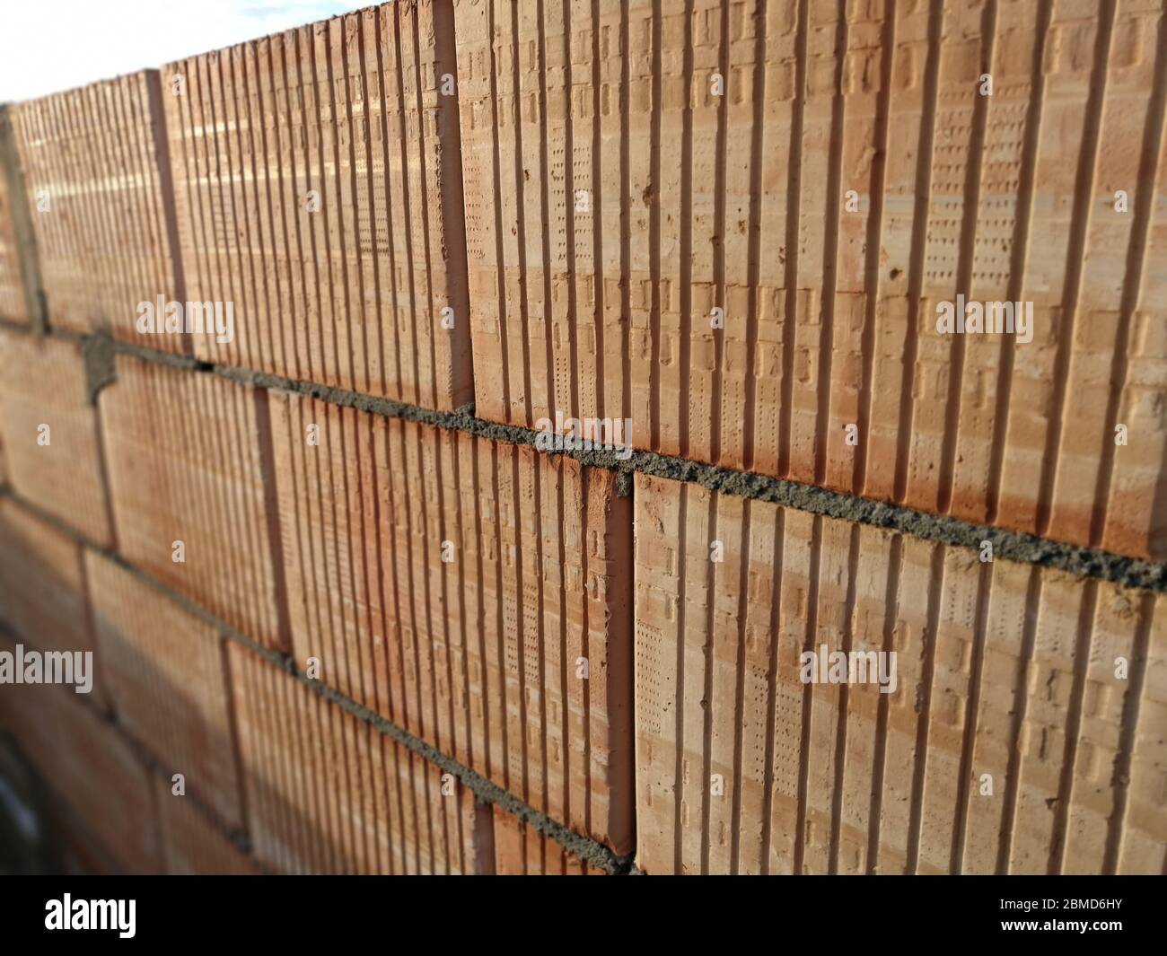 Abstract close up of wall built from ceramic construction block Stock ...