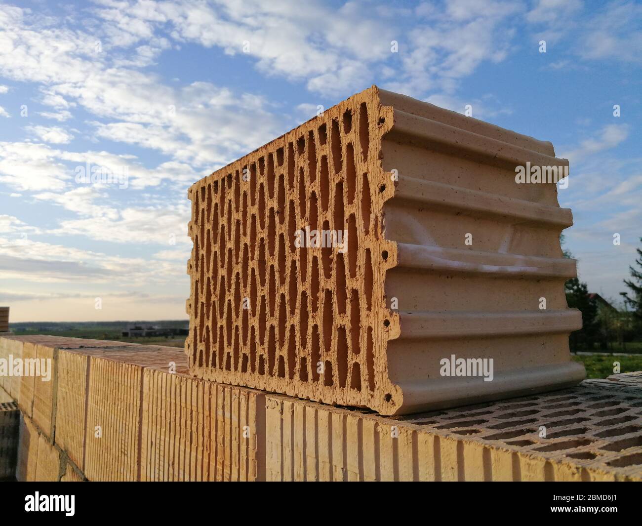 Ceramic building block for house building in the construction site ...