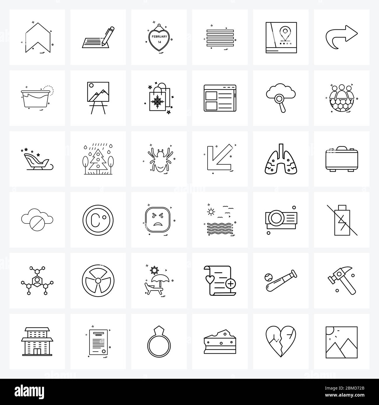 Mobile UI Line Icon Set of 36 Modern Pictograms of learning, menu ...