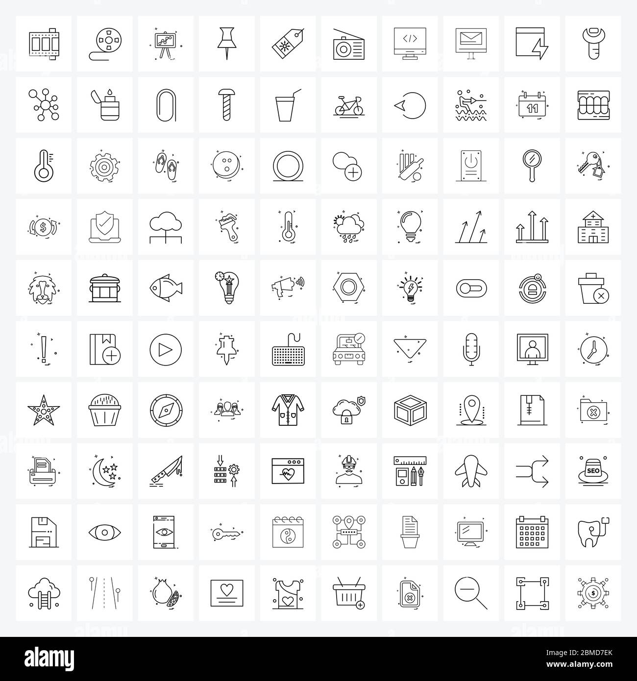 Set of 100 UI Icons and symbols for computer, essential, pin, app, sale ...