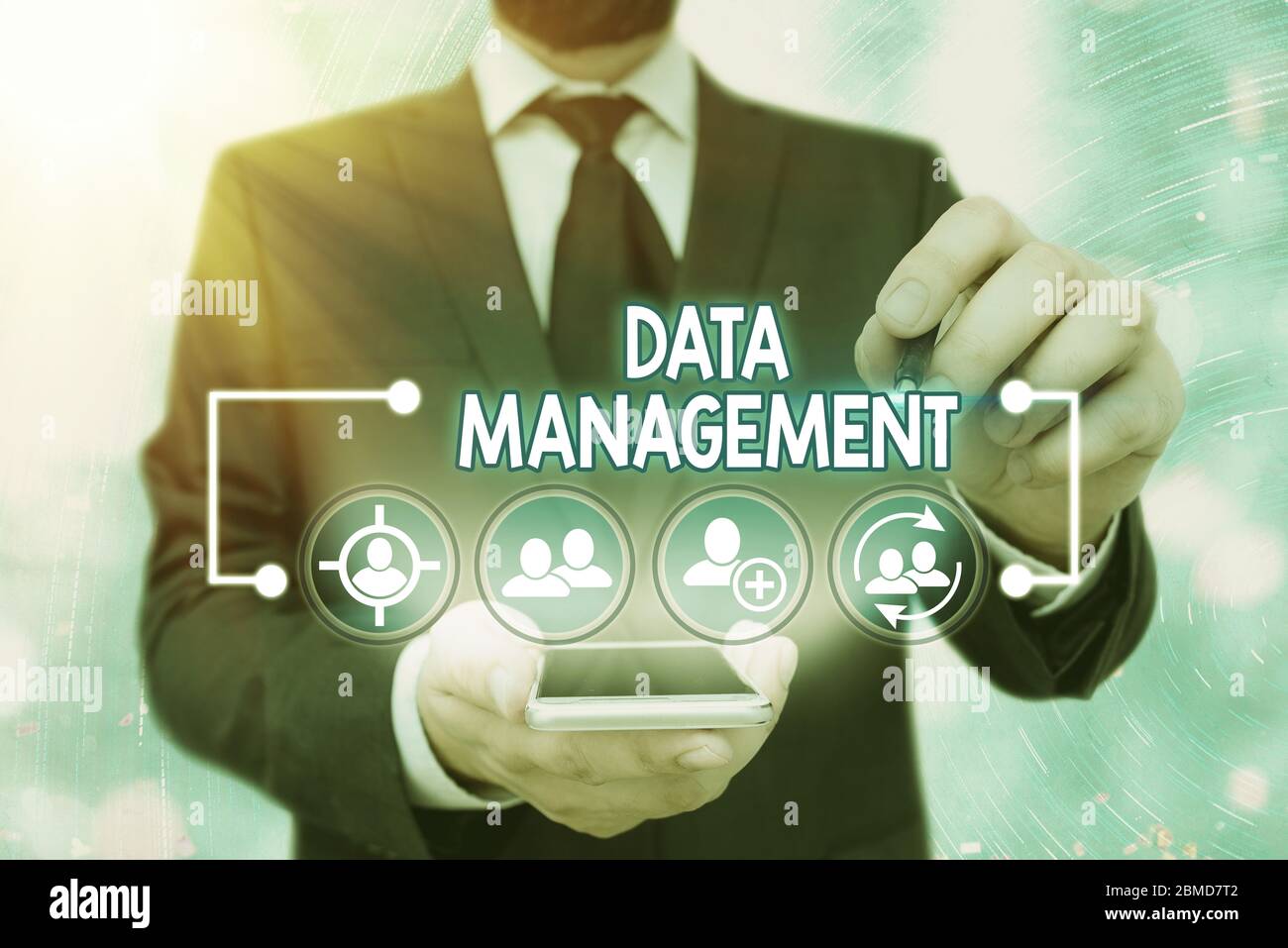 Handwriting text Data Management. Conceptual photo The practice of organizing and maintaining ...