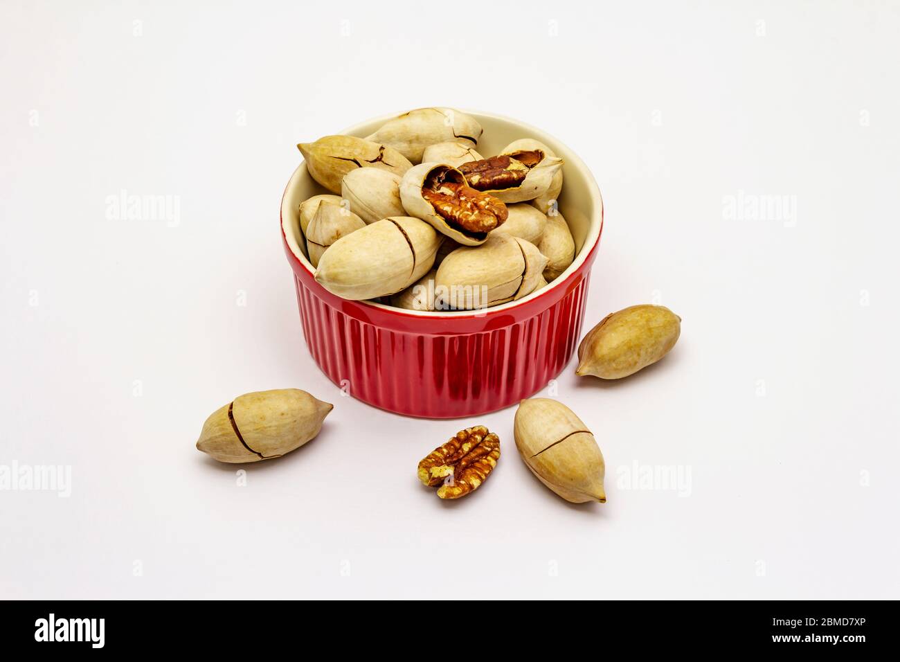 Ripe pecan isolated on white background. Traditional ingredient for ...