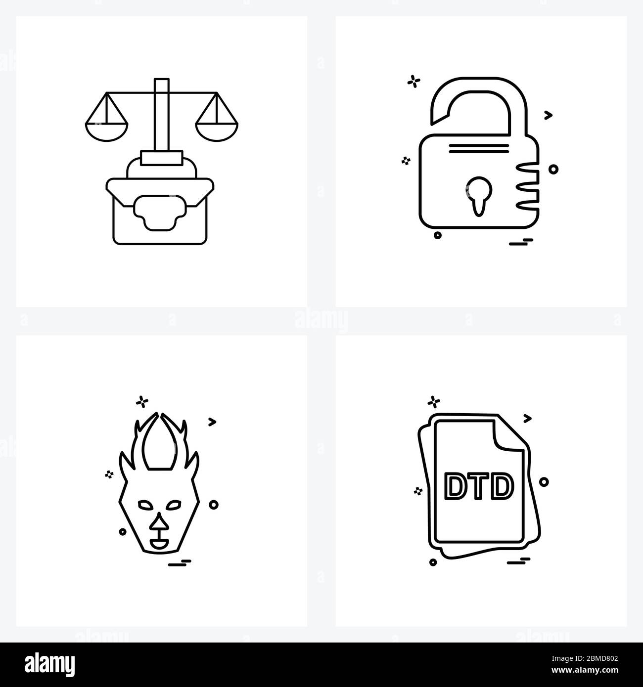 Universal Symbols of 4 Modern Line Icons of business; wildlife ...