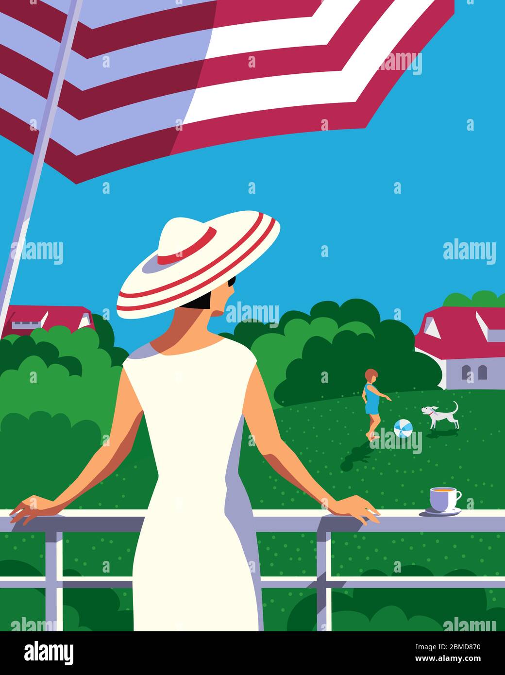 Family outdoors rest in village house flat vector Stock Vector Image ...