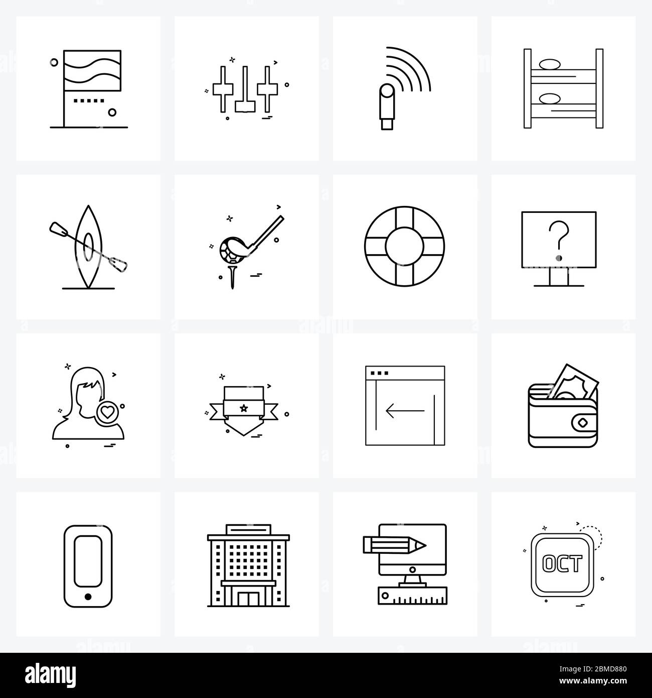 16 Universal Line Icons for Web and Mobile transport, boat, router ...