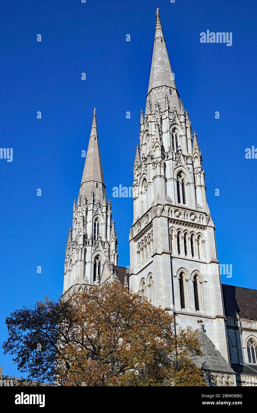 Pittsburgh, gothic limestone spires of St. Paul's Roman Catholic ...