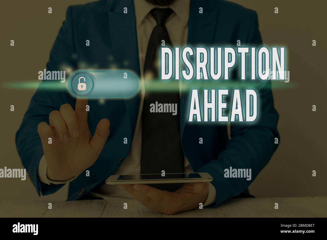 Writing note showing Disruption Ahead. Business concept for ...