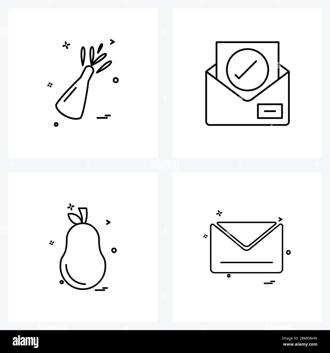 Stock Vector Icon Set of 4 Line Symbols for vegetable, food, mail, food ...