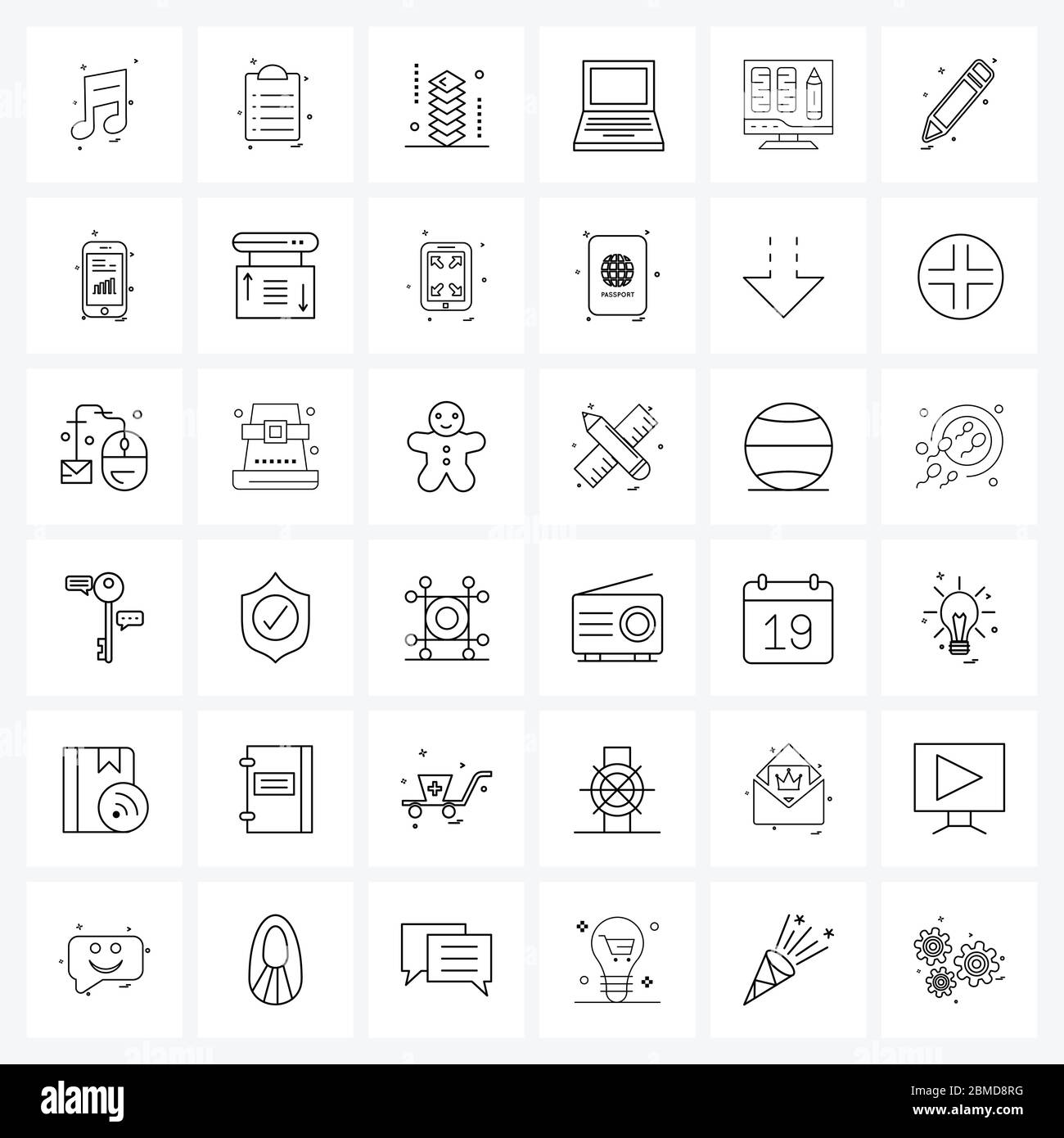 Universal Symbols of 36 Modern Line Icons of online library, education ...