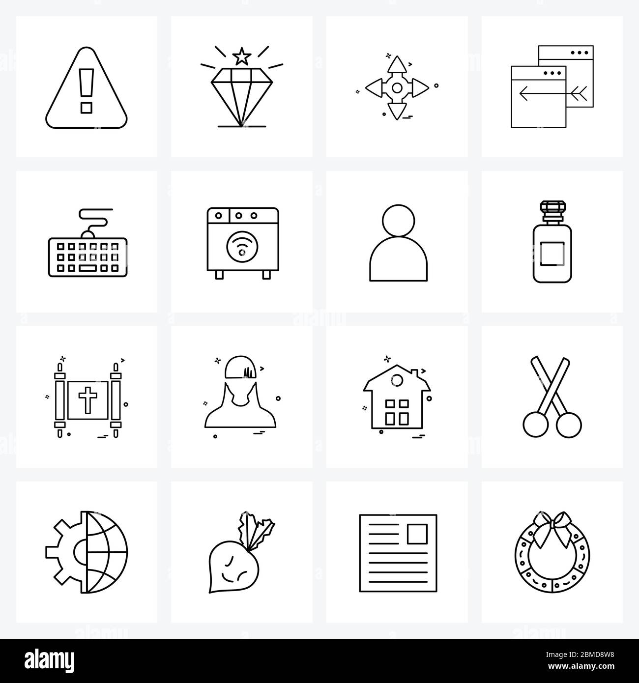 16 Universal Line Icon Pixel Perfect Symbols of computer, multi, arrow ...