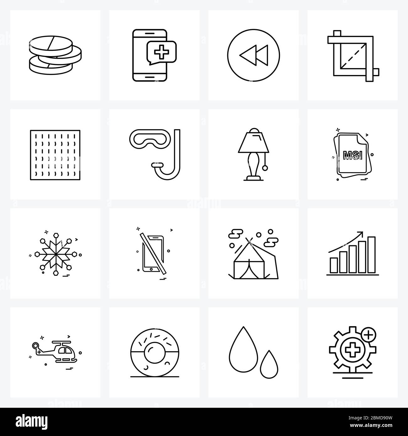 Set of 16 UI Icons and symbols for fog, graphic, rewind, design ...