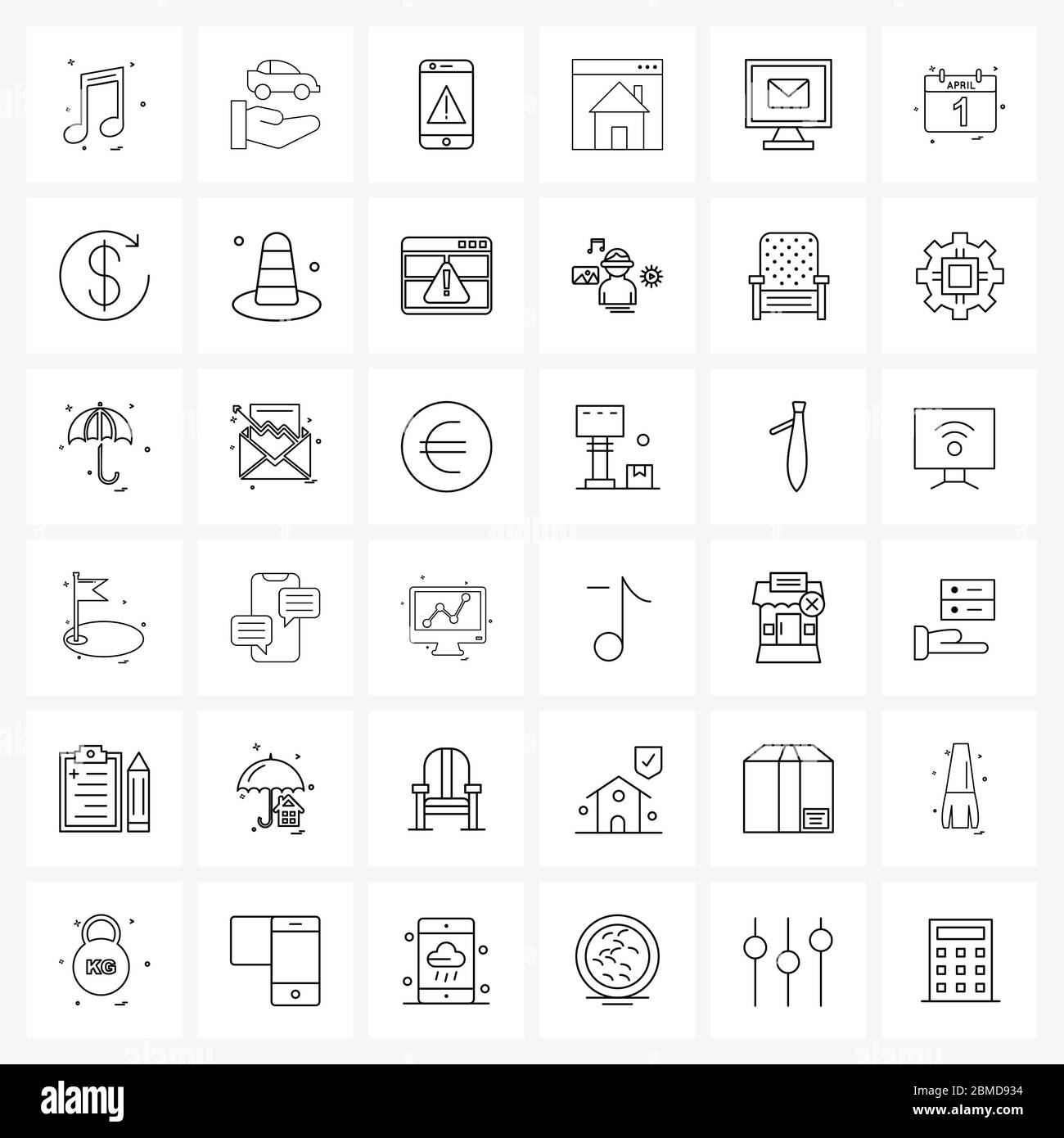 36 Interface Line Icon Set of modern symbols on mouse, computer, mobile ...