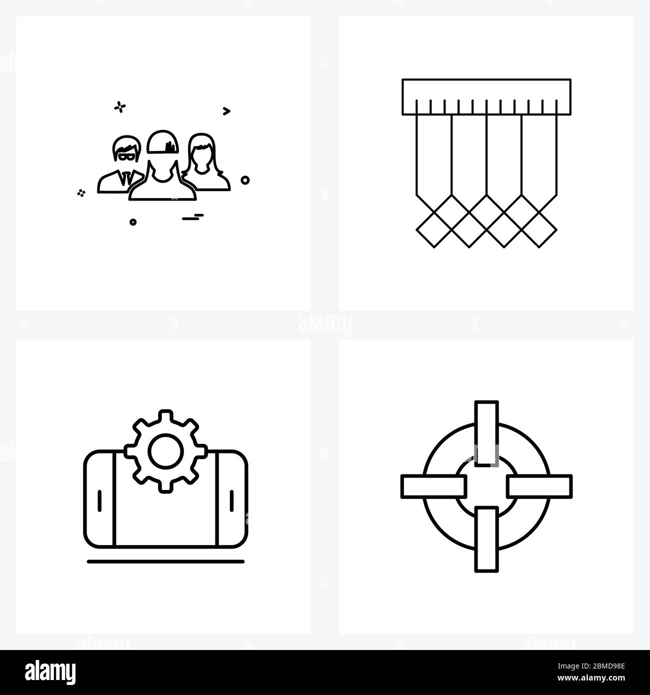 Ui Set Of 4 Basic Line Icons Of Avatar Configuration Group Decor