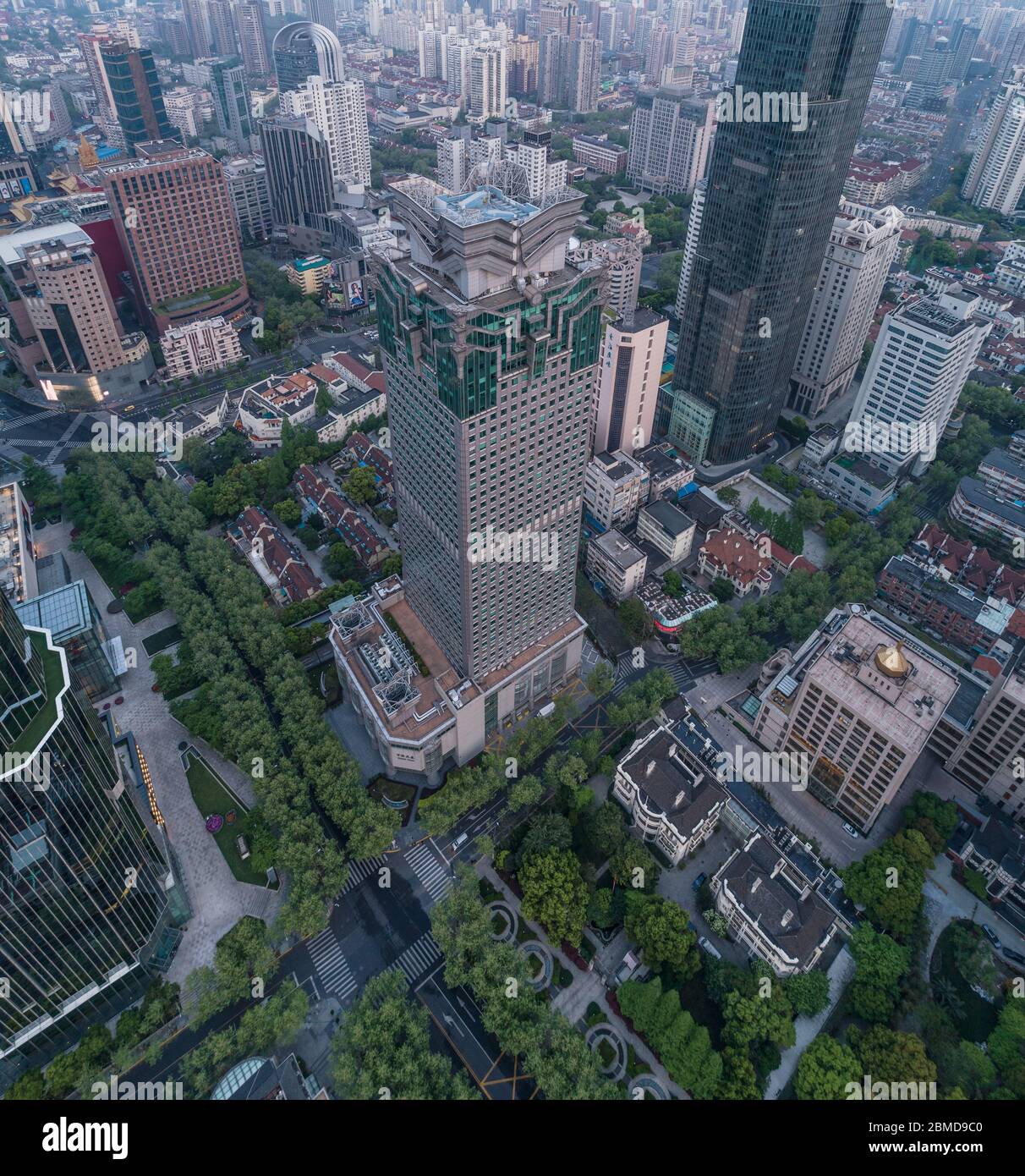 SHANGHAI-April 11, 2018: aerial view of shanghai city in West Nanjing ...