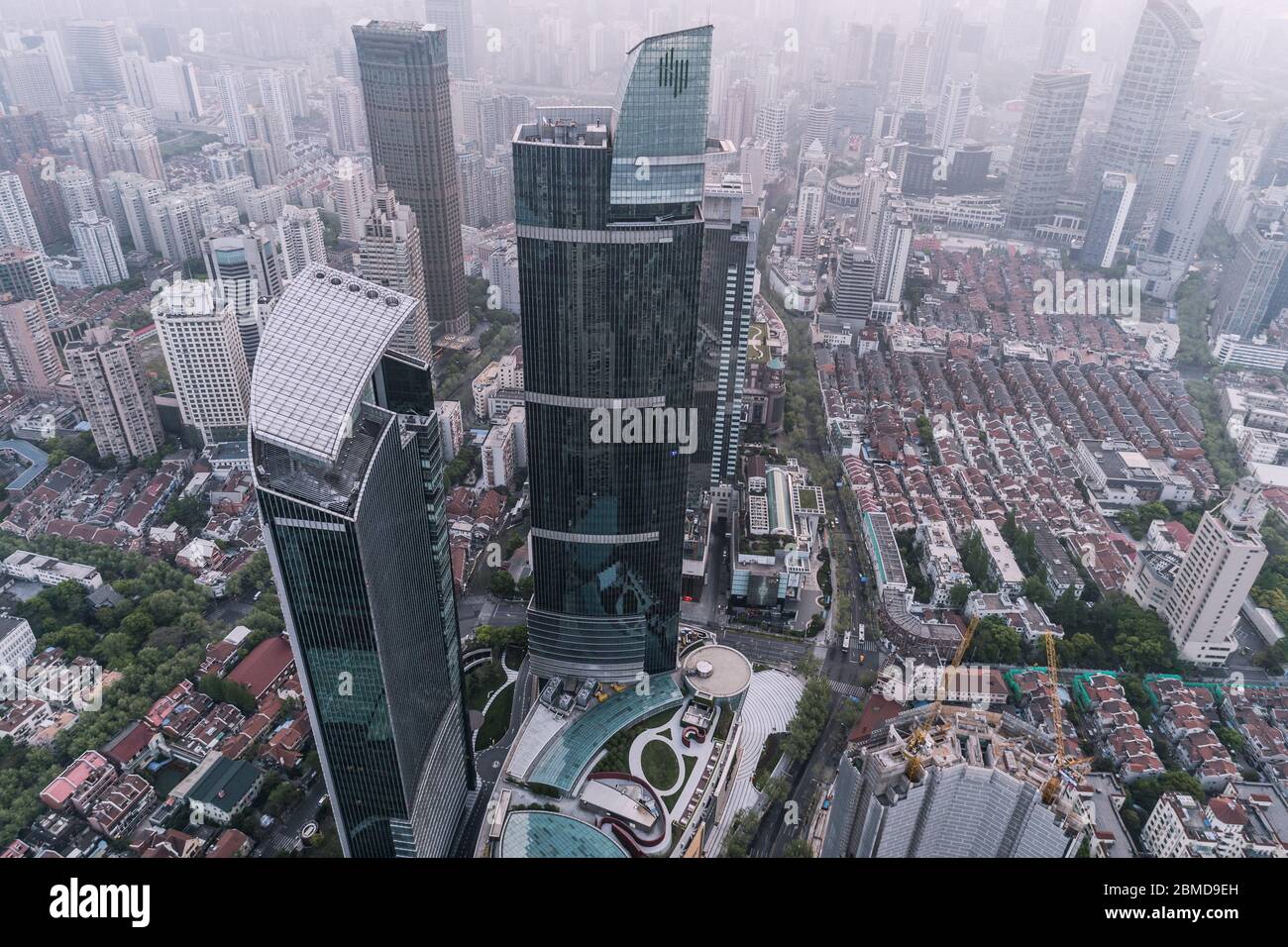 SHANGHAI-April 11, 2018: aerial view of shanghai city in West Nanjing ...