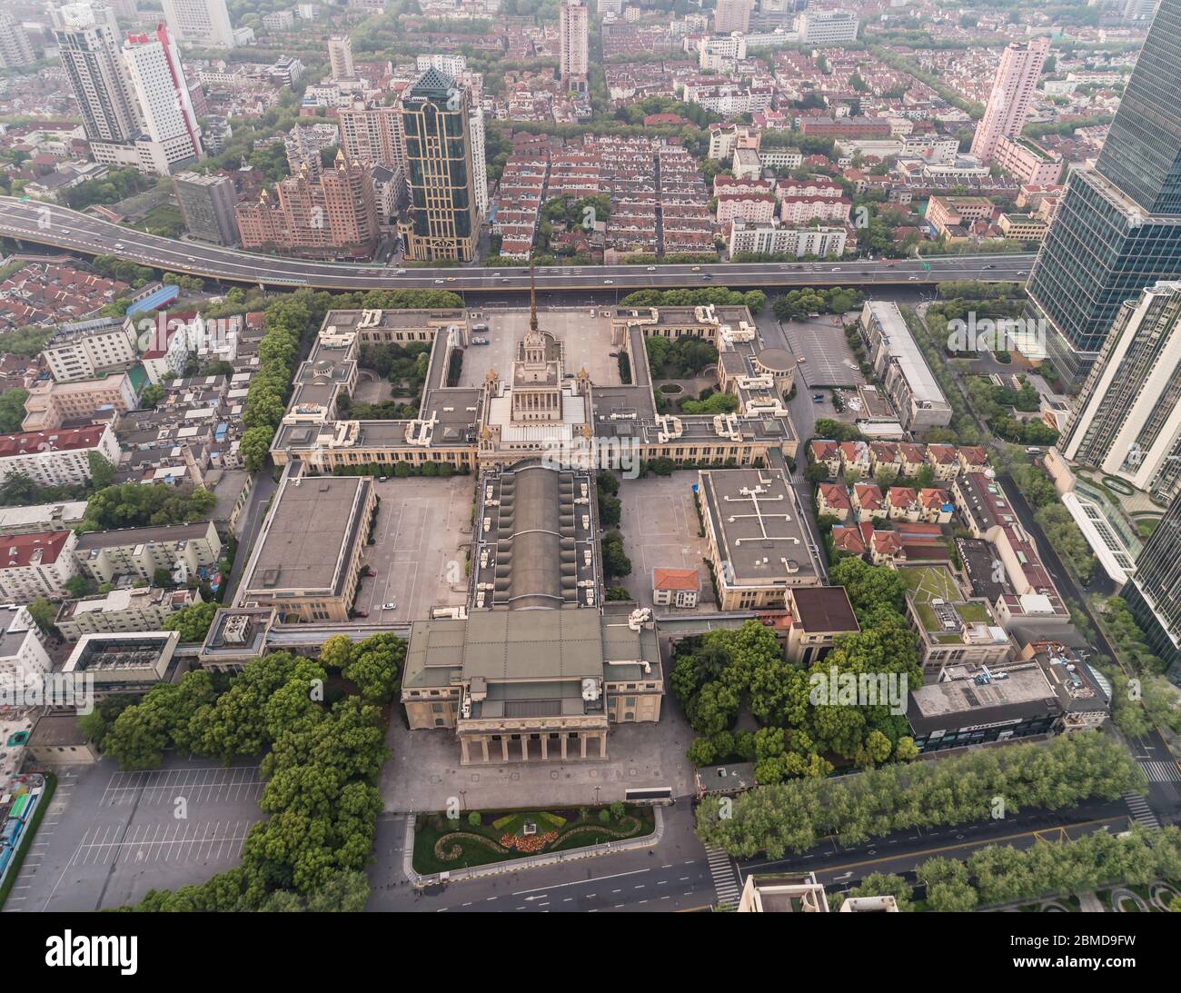 SHANGHAI-April 11, 2018: aerial view of shanghai city in West Nanjing ...