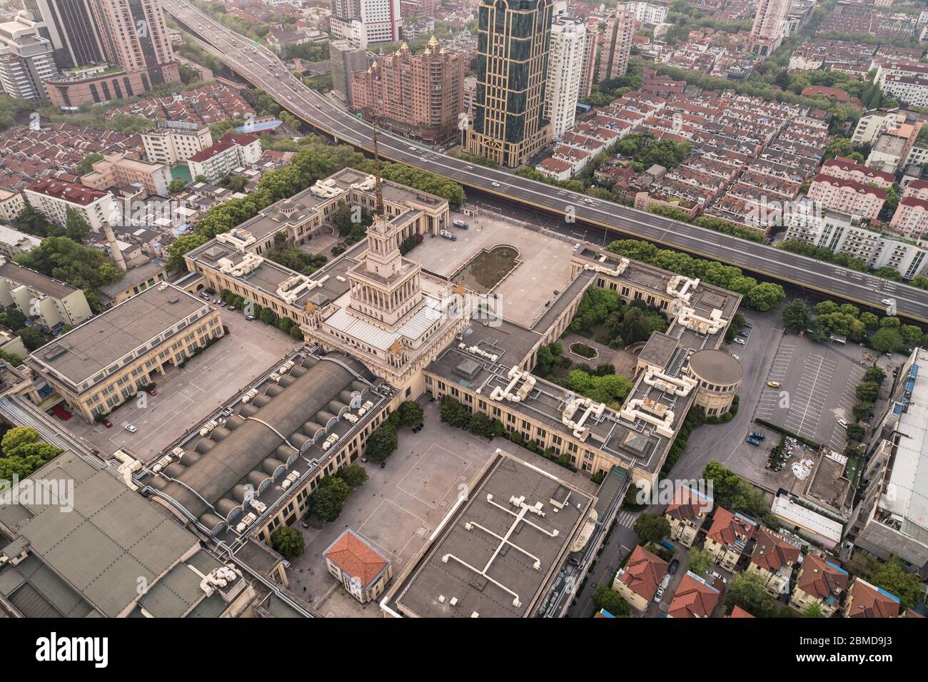 SHANGHAI-April 11, 2018: aerial view of shanghai city in West Nanjing ...