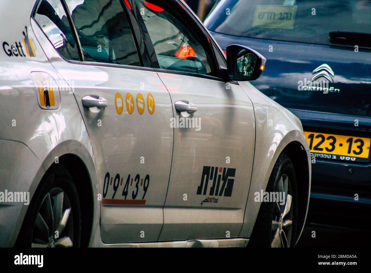 Tel Aviv Israel January 03, 2020 View of traditional Israeli taxi ...