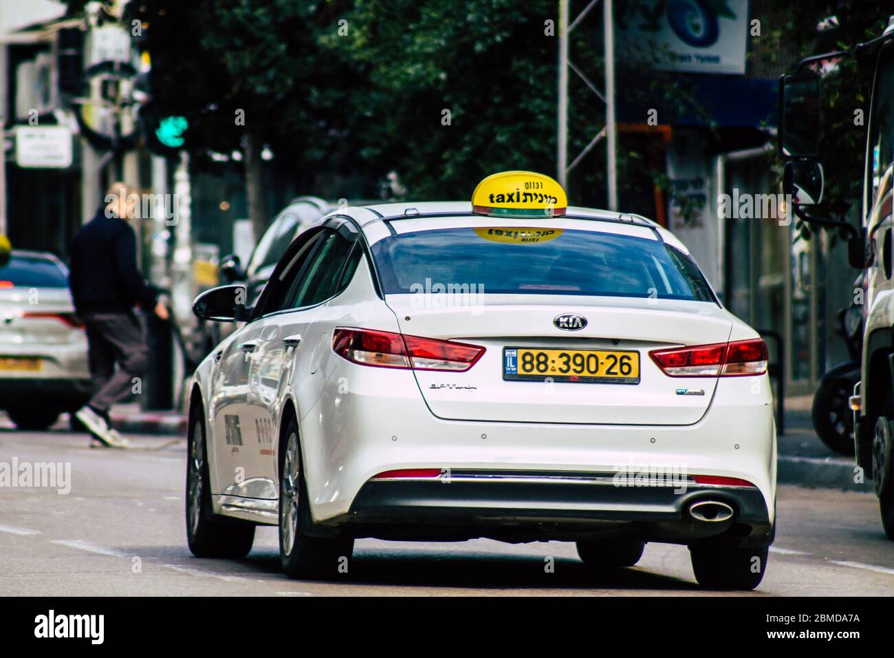 Tel Aviv Israel January 28, 2020 View of traditional Israeli taxi ...