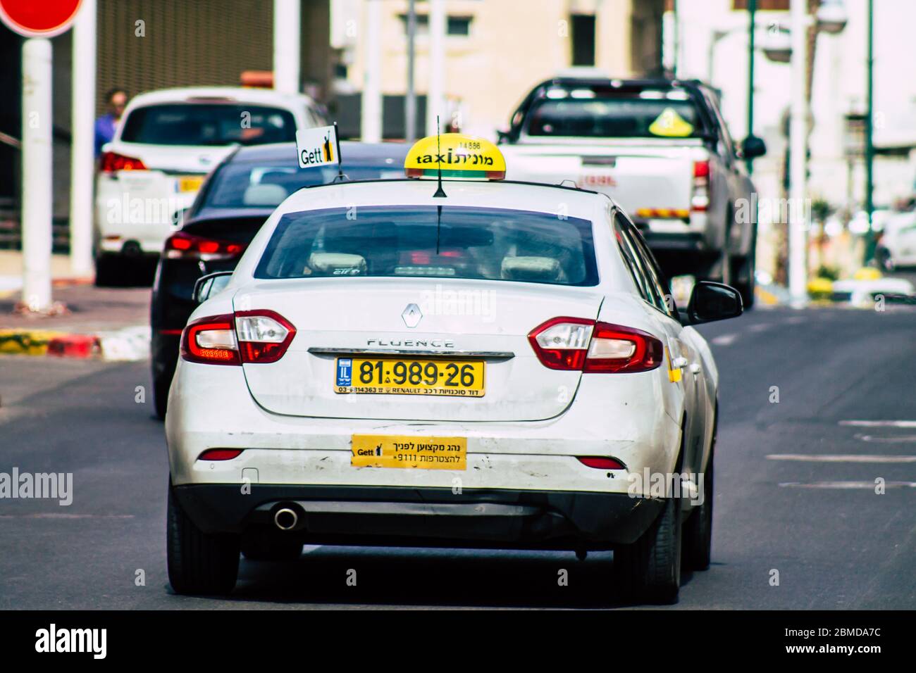 Tel Aviv Israel January 28, 2020 View of traditional Israeli taxi ...