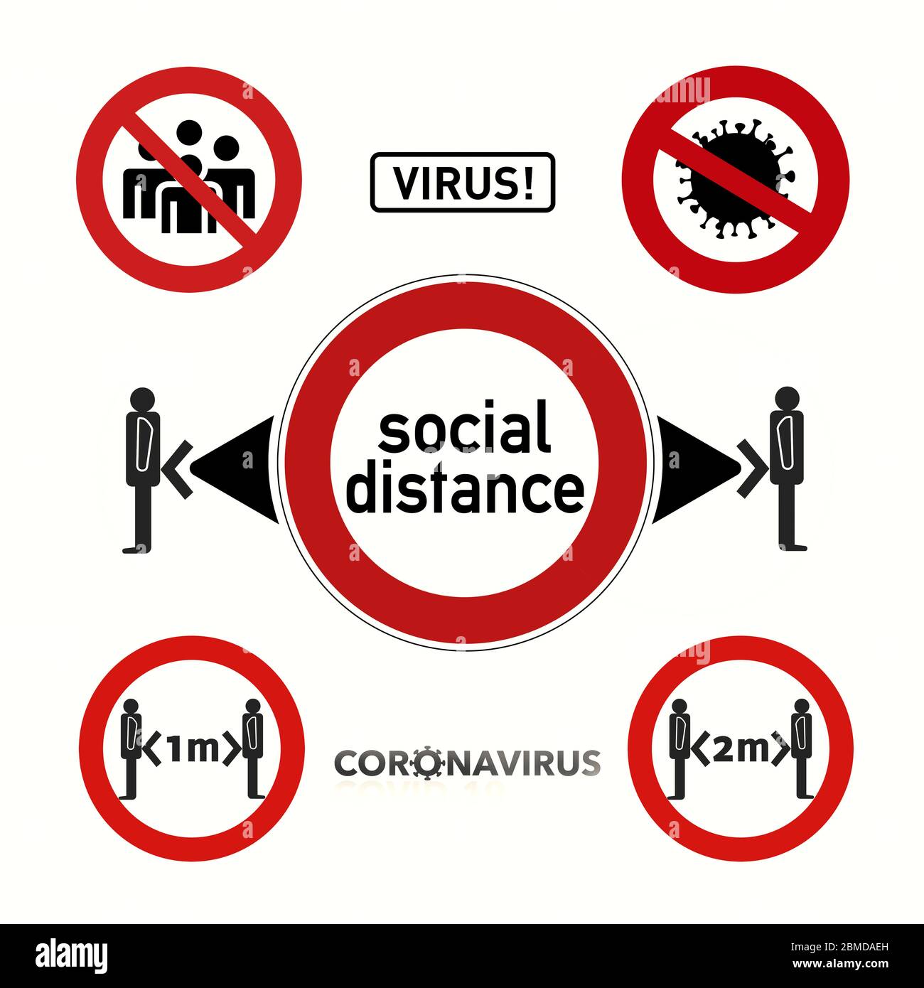 3d rendering illustration for multiple Social Distancing sign for ...