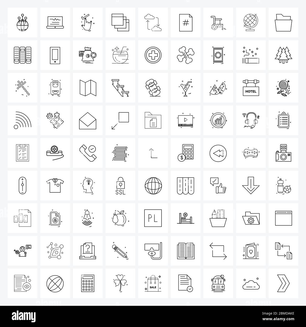 81 Universal Line Icon Pixel Perfect Symbols of database, websites ...