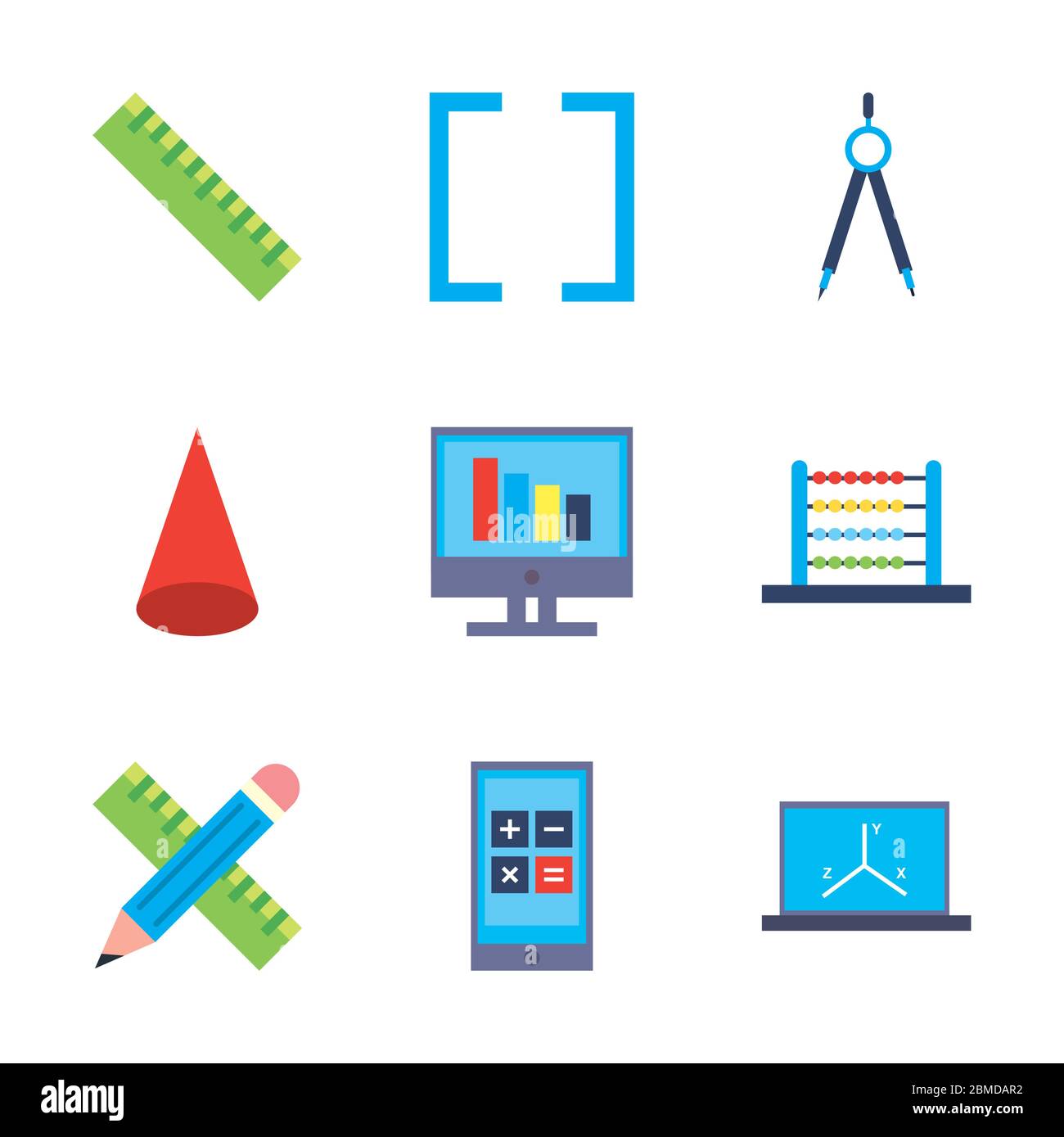 flat style icon set design, Math finance and education theme Vector ...