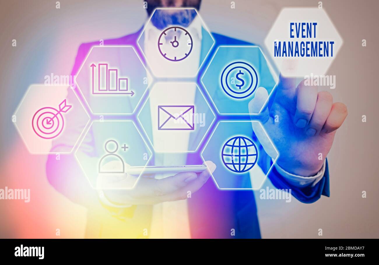 Writing note showing Event Management. Business concept for creation ...