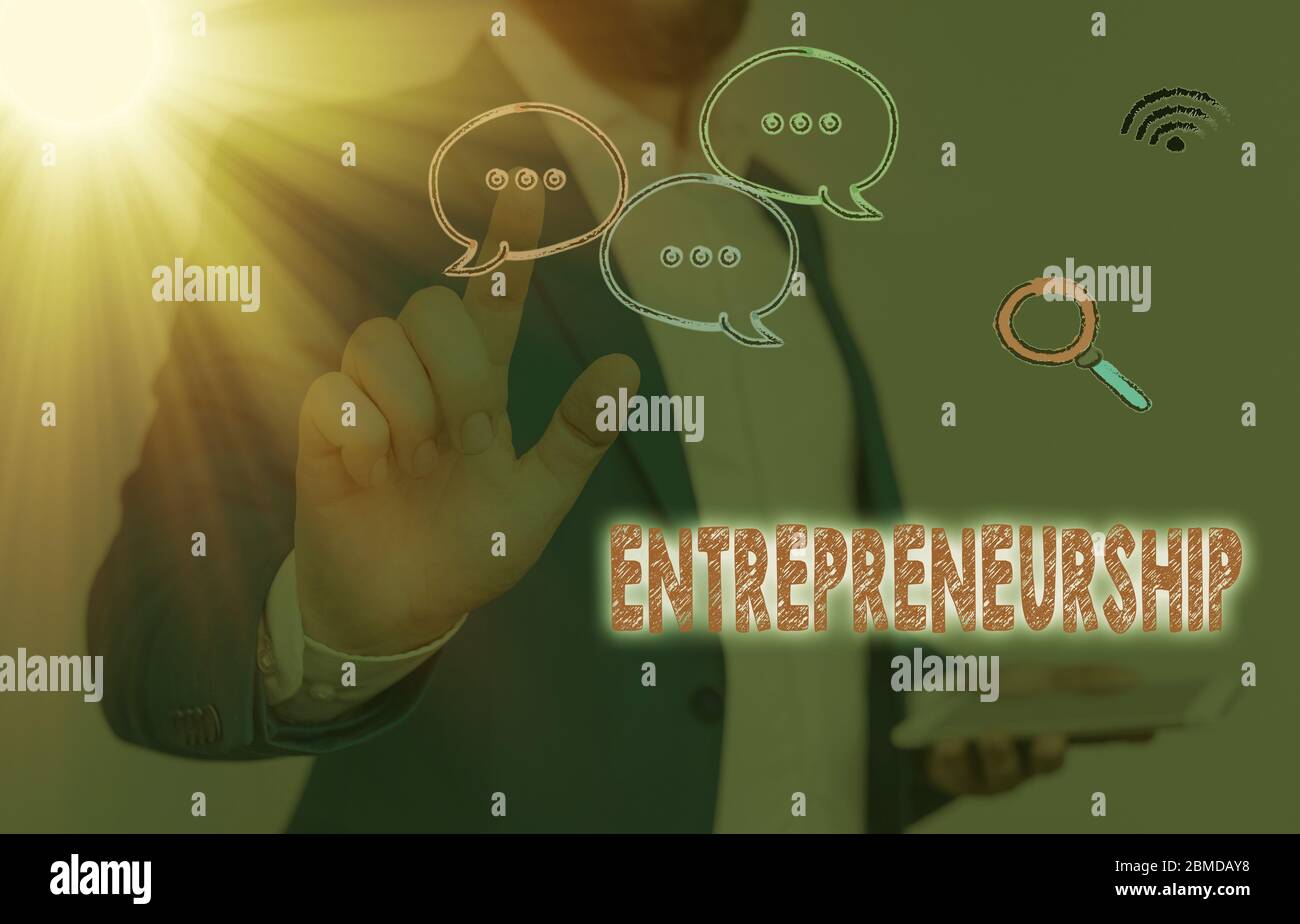 Text sign showing Entrepreneurship. Business photo text Process of ...