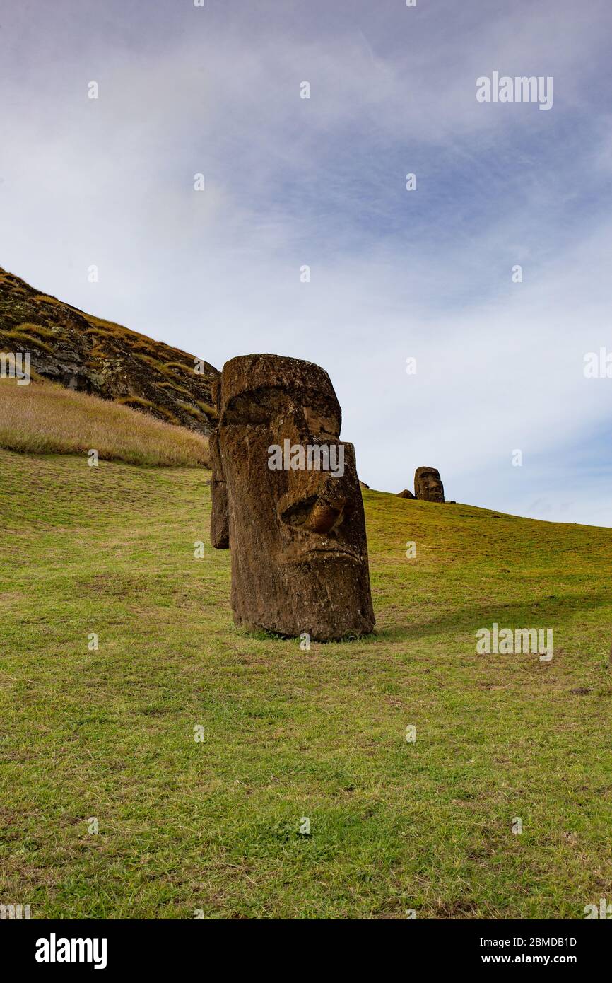 Stone statues Moai on Easter Island Rapa Nui Stock Photo - Alamy