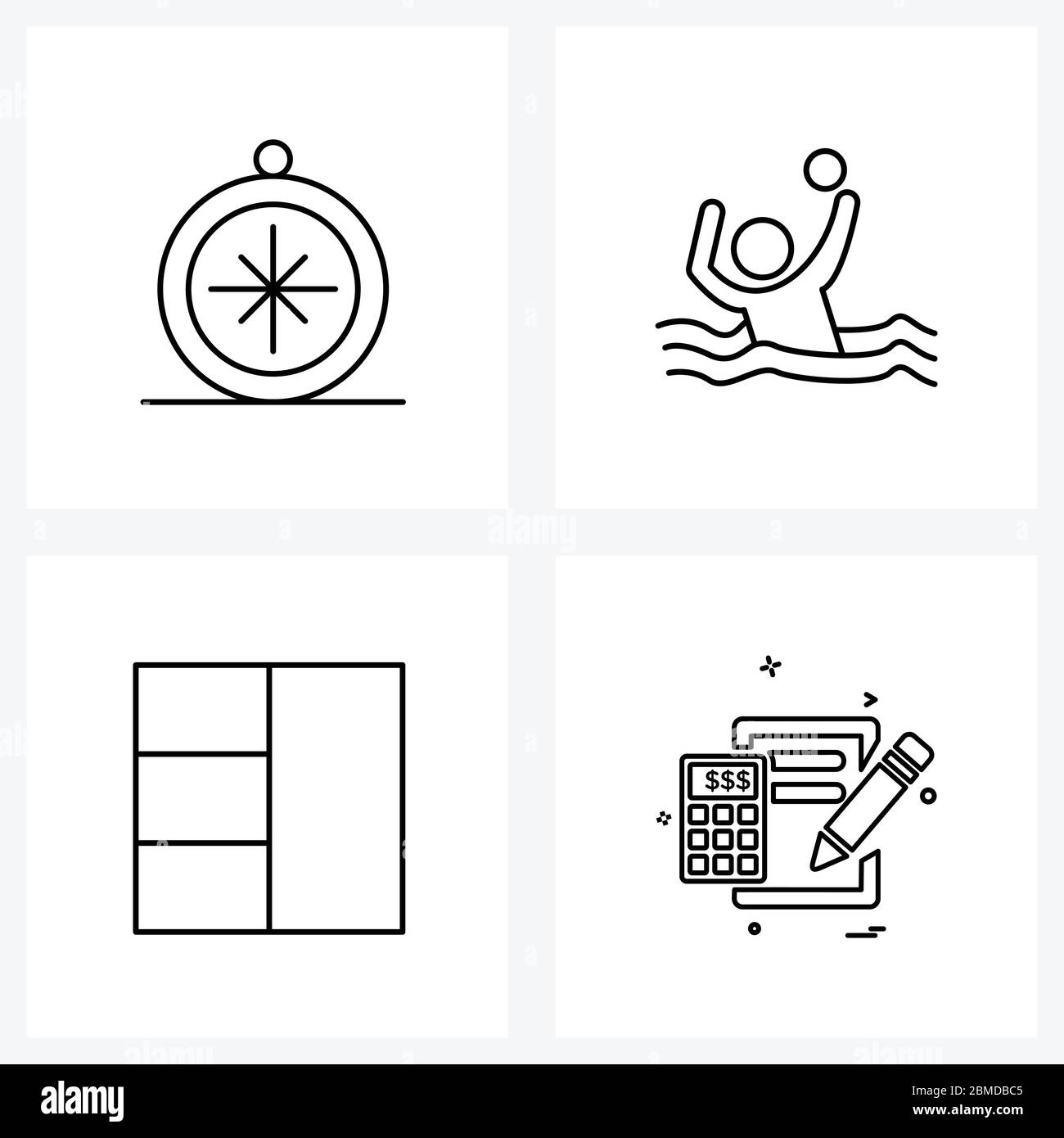 Stock Vector Icon Set of 4 Line Symbols for compass, four, travel, polo ...