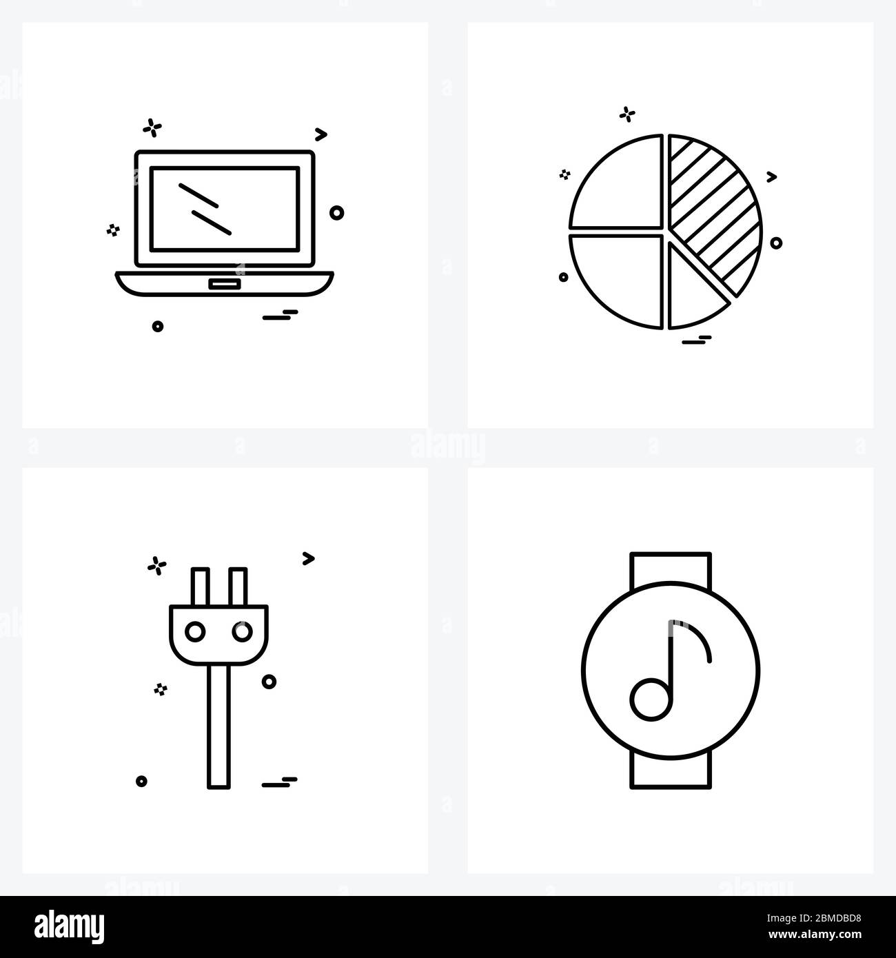 Universal Symbols of 4 Modern Line Icons of laptop; switch; graph ...