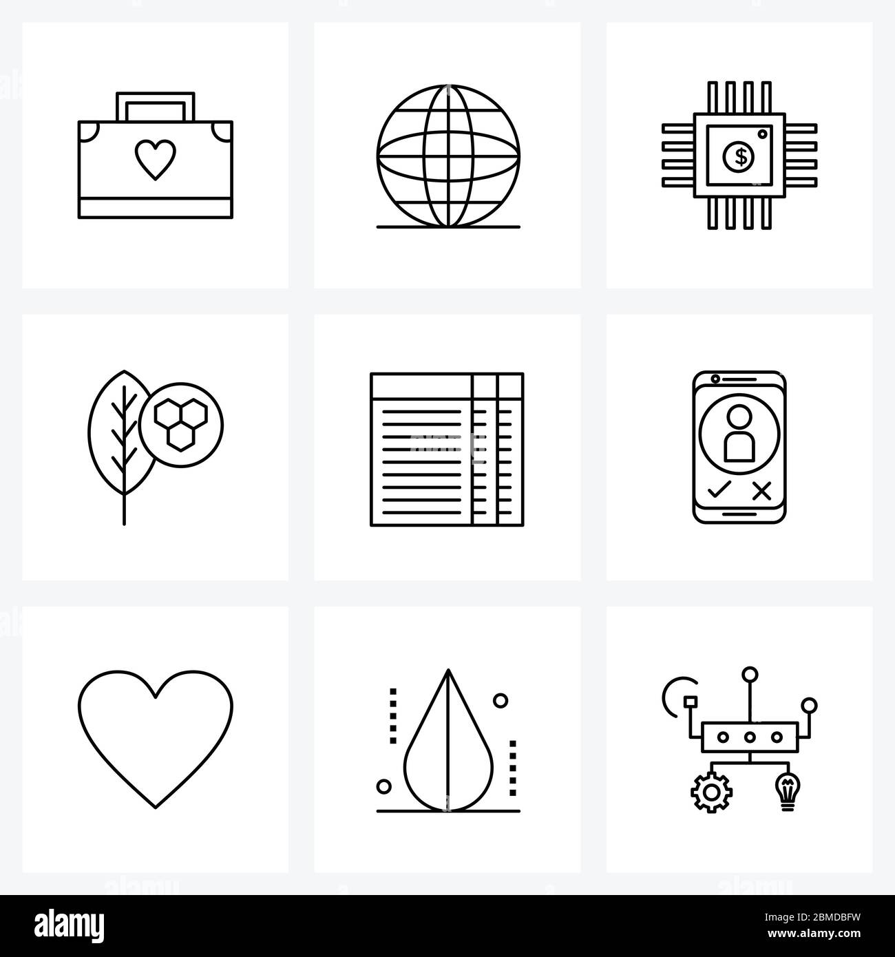 Set of 9 Universal Line Icons of file format, download, ic, document ...