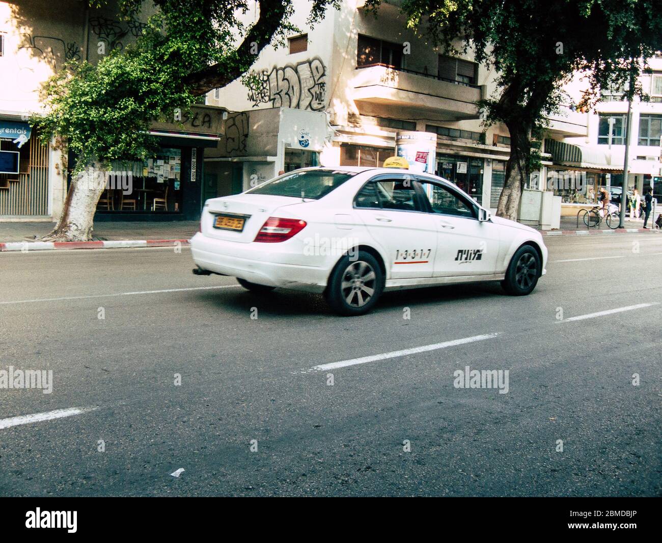 Tel Aviv Israel December 04, 2018 View of a traditional Israeli taxi ...