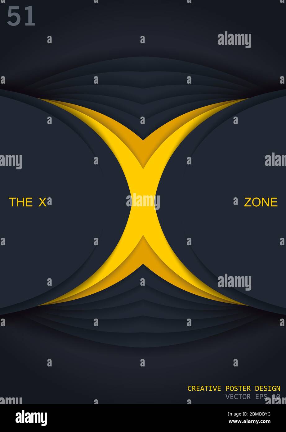 The X zone. 3D abstract background. Stylized paper cut style poster ...