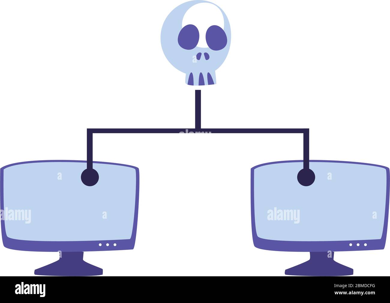 skull and computers flat style icon design of Hack information and ...
