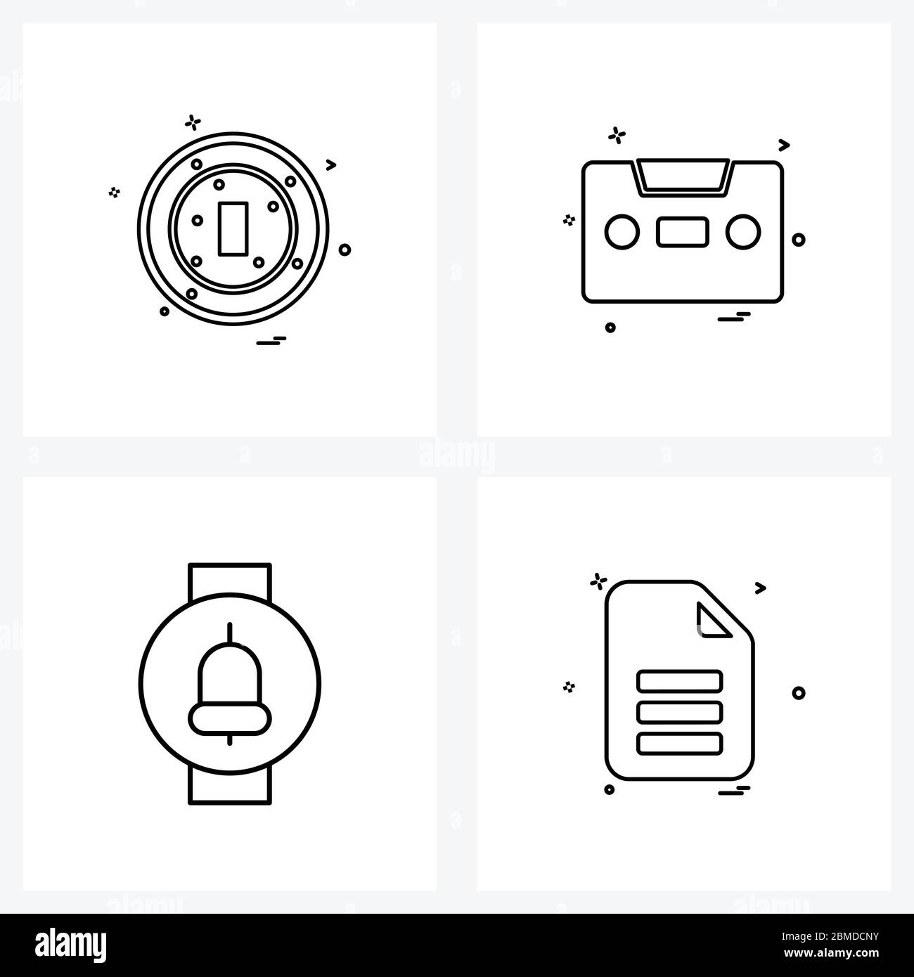 Set of 4 Line Icon Signs and Symbols of cricket; smart watch; cricket ...